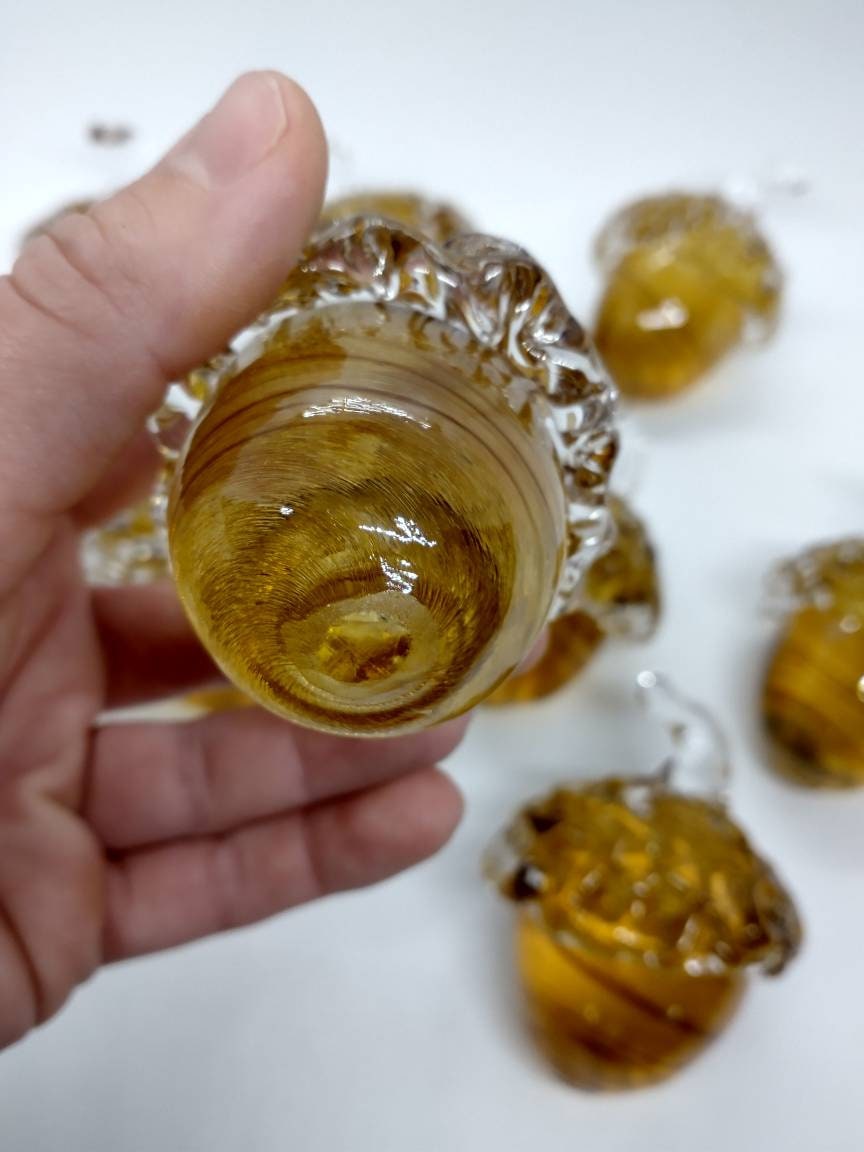 Glass Acorns TWO Glass Acorns Acorns Glass Acorn Decorative Acorns ...