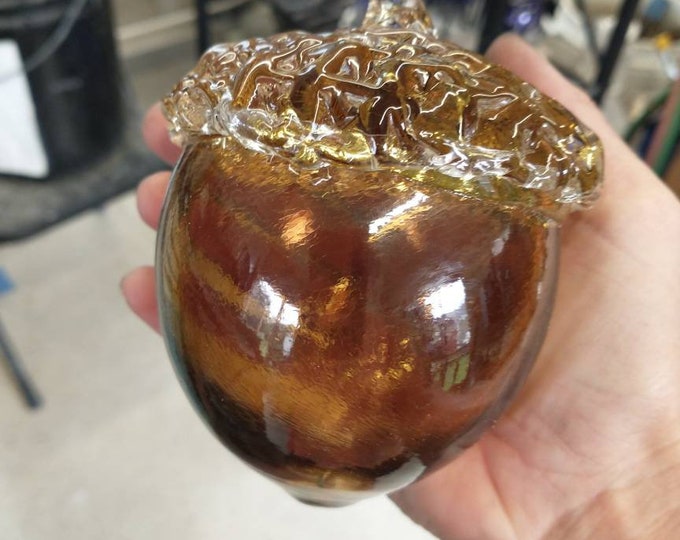 Glass Acorn Single Glass Acorn Acorns Glass Acorn Decorative Acorns Glass Hand Blown Glass Nut