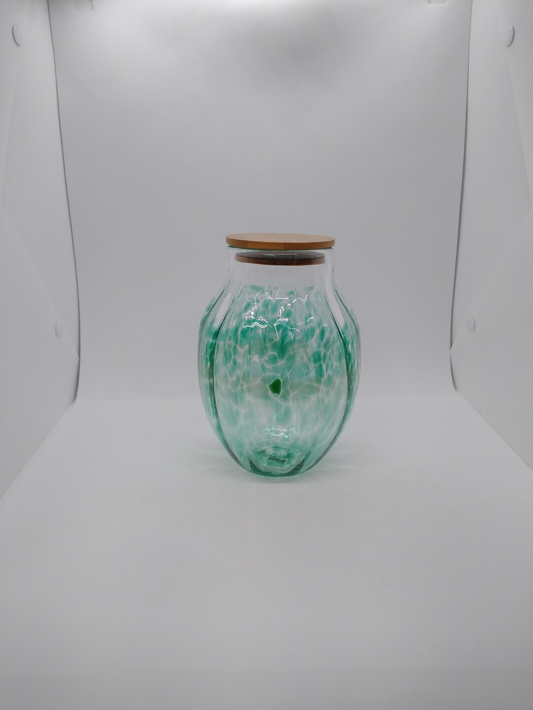 Glass Jar With Lid Hand Blown Glass Kitchen Decor Cookie Jar Spice Jar ...