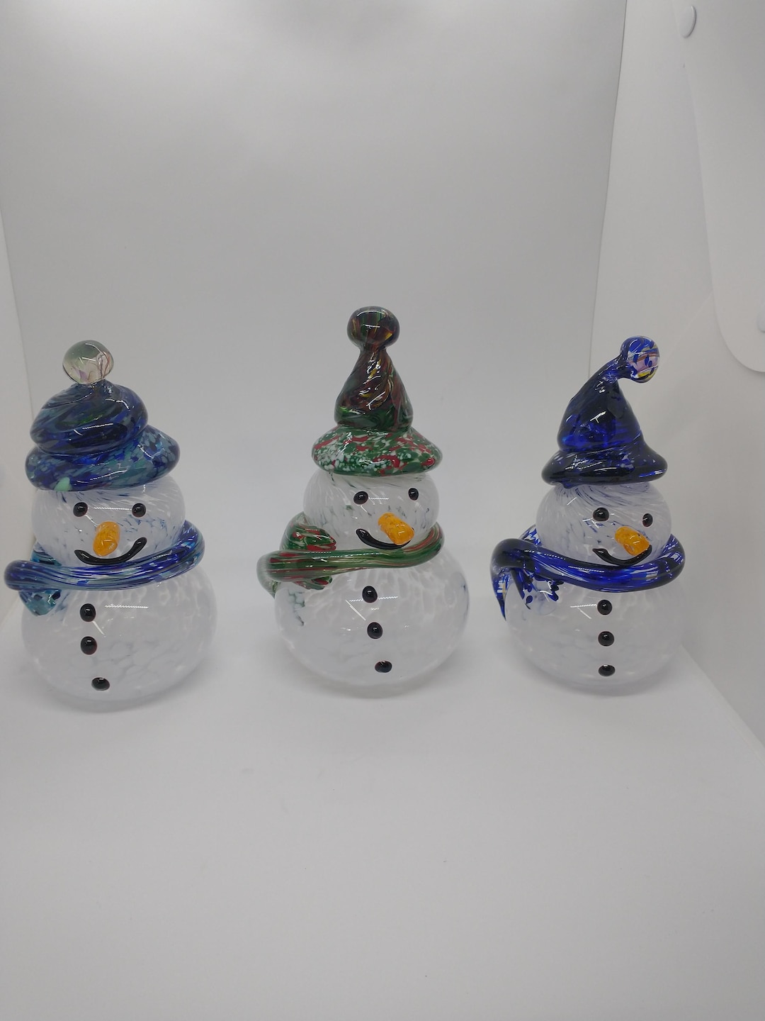 Glass Snowman Frosty the Snowman Glass Snowmen Hand Blown Glass Snowmen ...