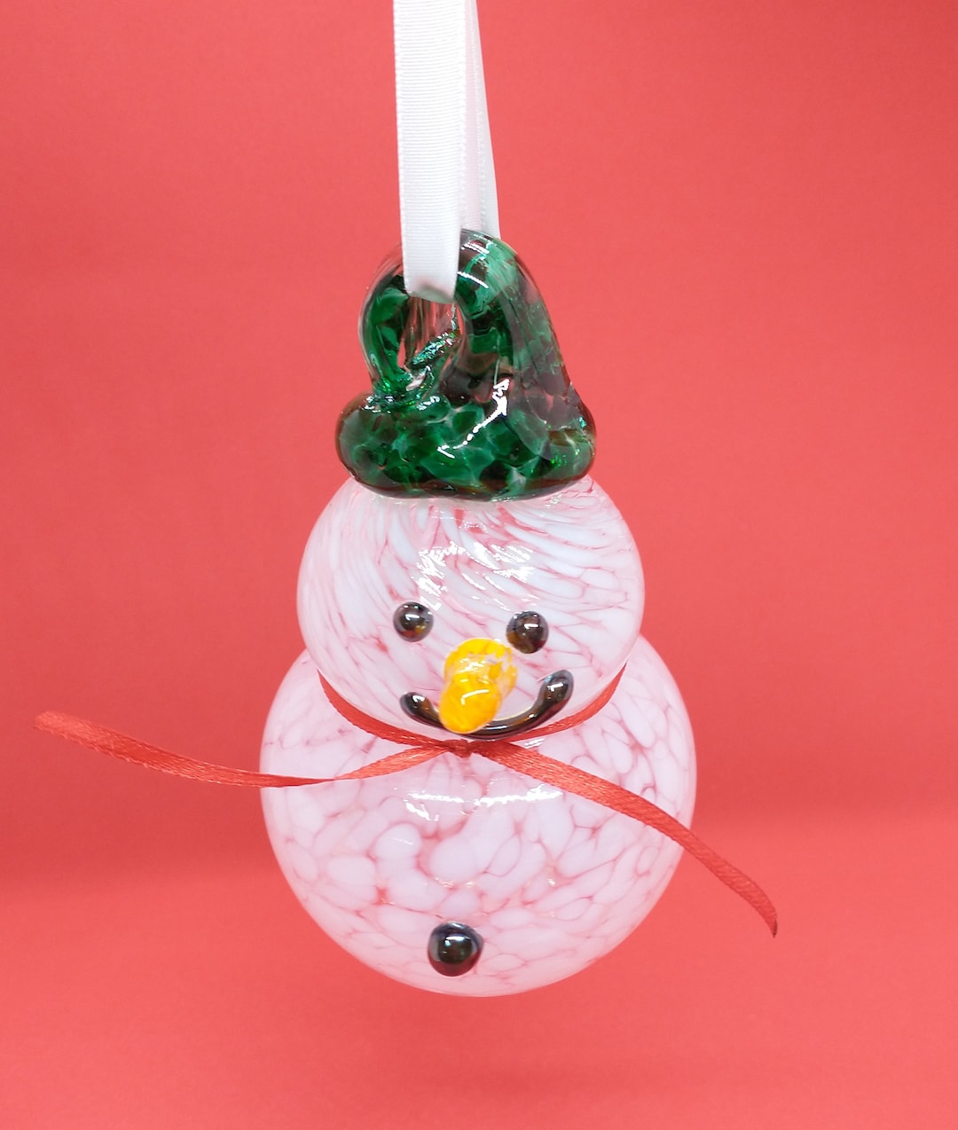 GREEN Glass Snowman Ornament Frosty the Snowman Glass Snowmen - Etsy