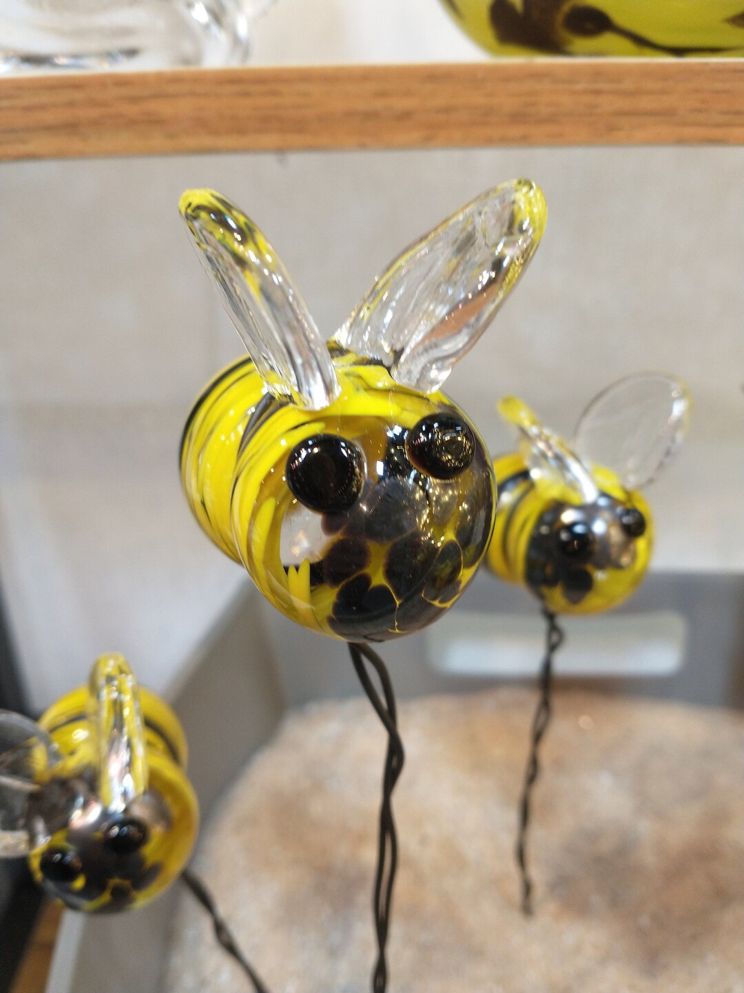 Glass Bees TWO Mini Planter Bees Bumble Bees Small Glass Bees Honey ...