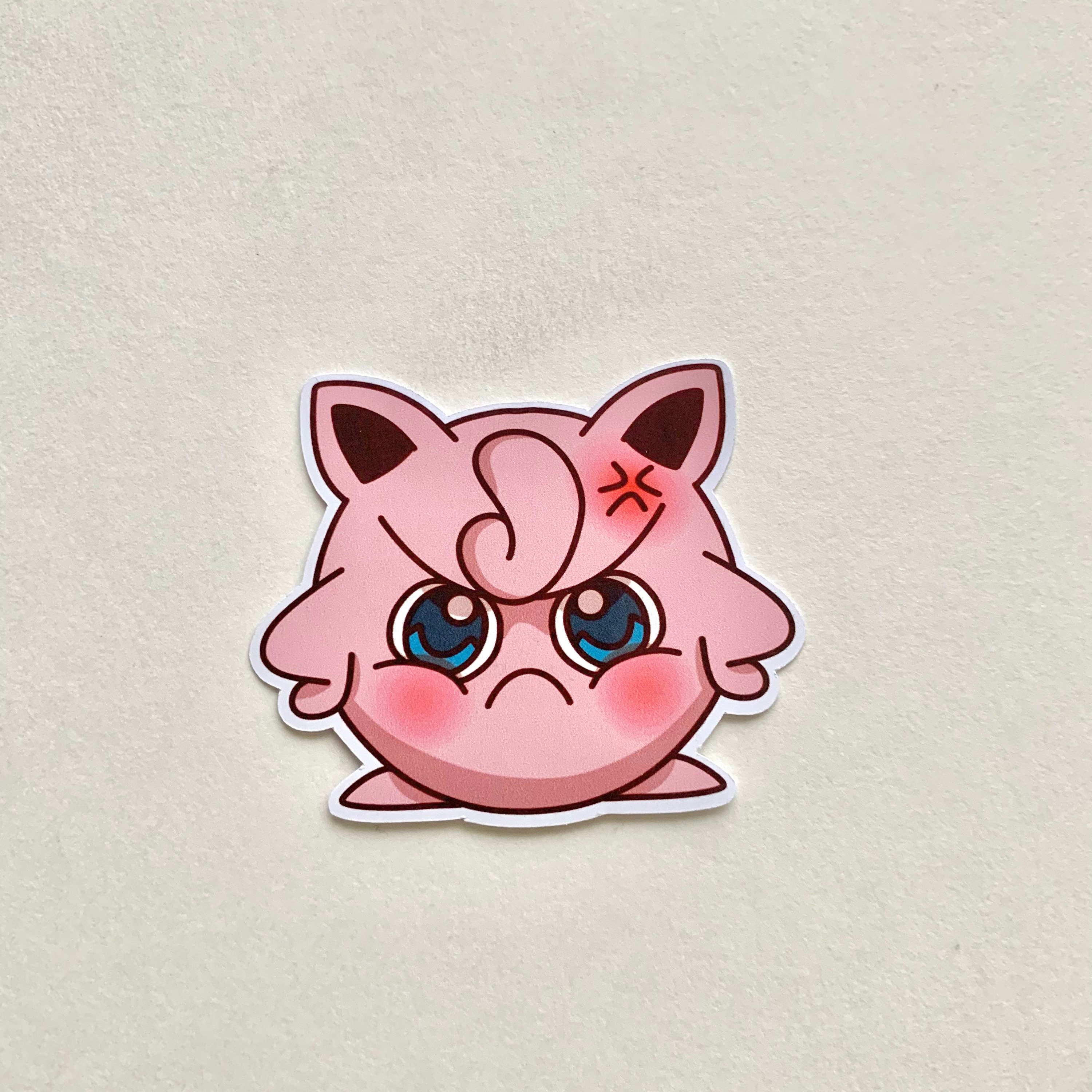 Angry Jigglypuff Sticker Pokémon Handmade Paper - Etsy