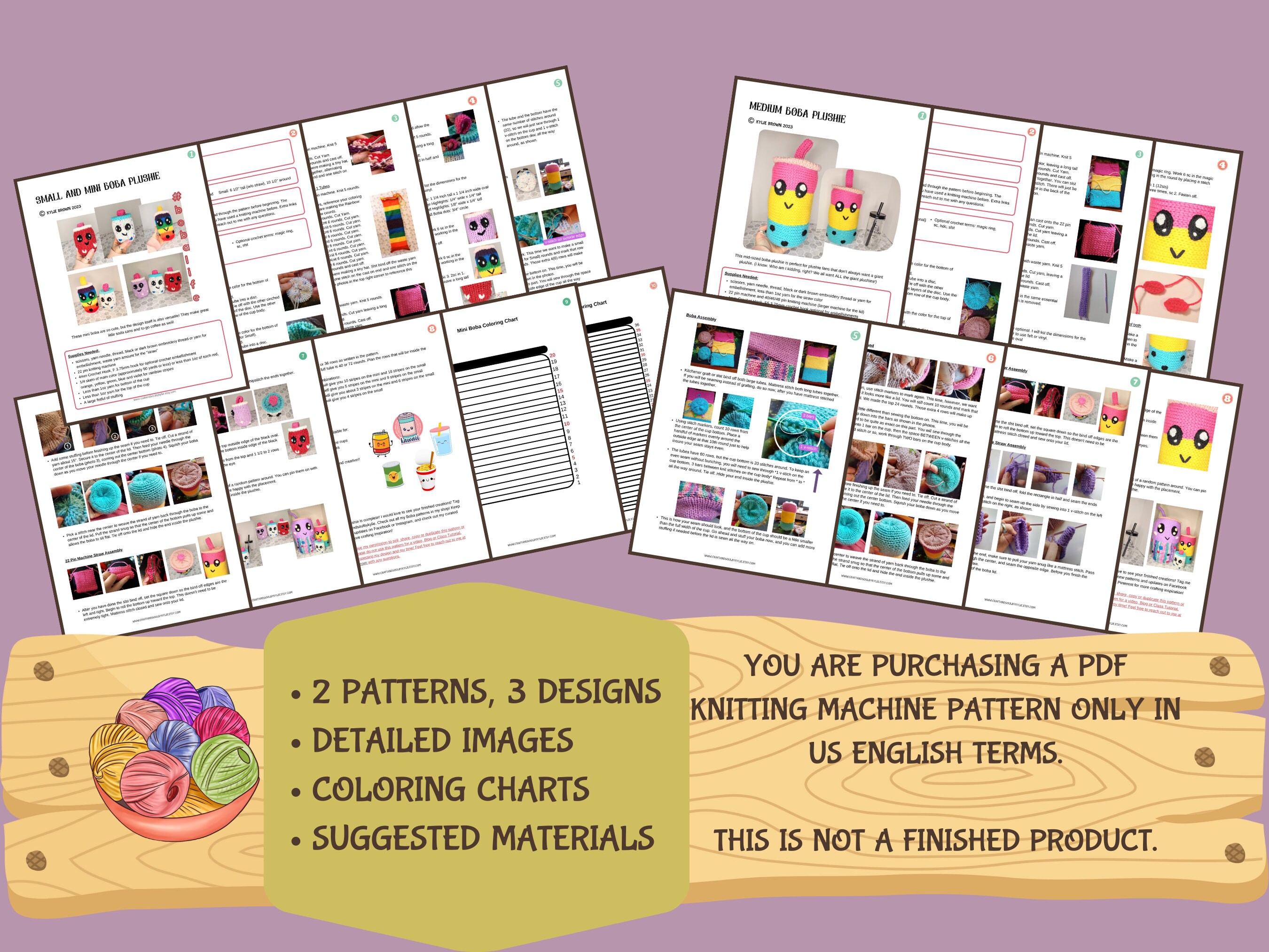 22 Pin Boba Circular Knitting Machine Pattern Bundle, 22 Pin Knitting ...