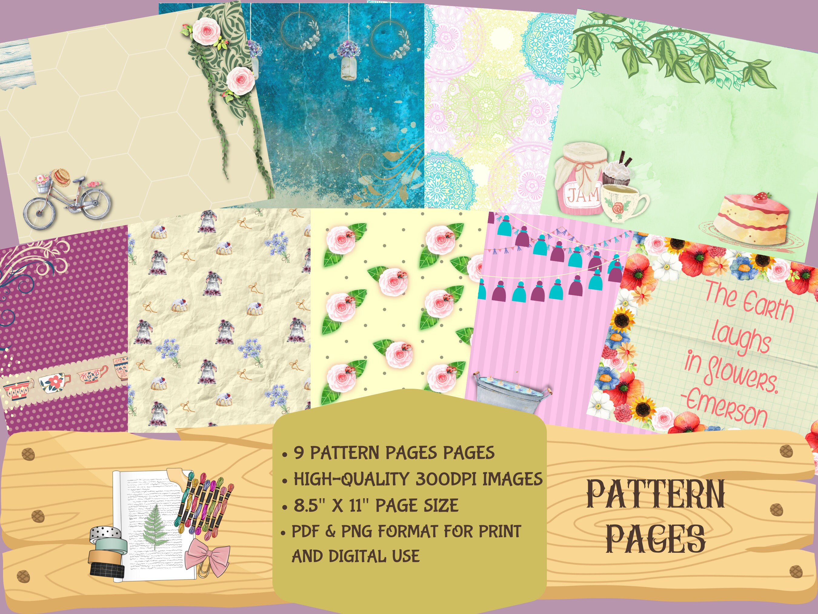 Garden Party Digital Junk Journal Kit, Printable Junk Journal Digikit ...