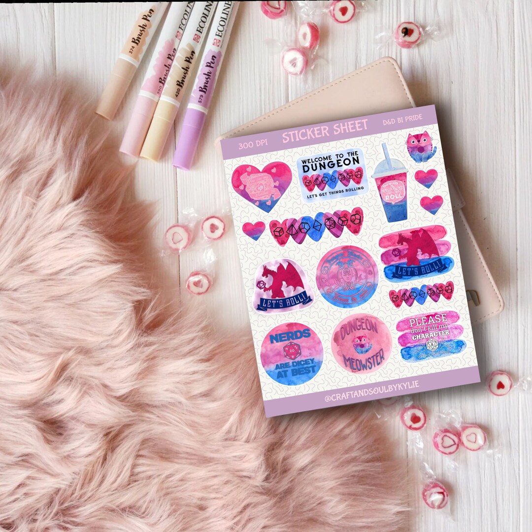 Bisexual Pride Stickers, DND Stickers, Laptop Stickers, PNG Digital ...