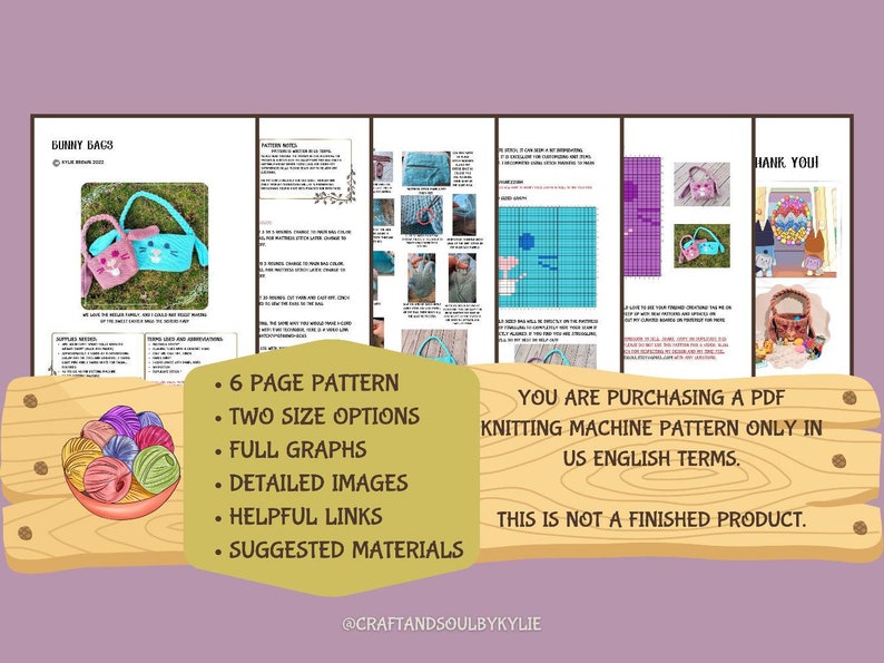 Knitting Machine Bunny Bag Pattern, Sentro 48, Addi Express, Circular ...