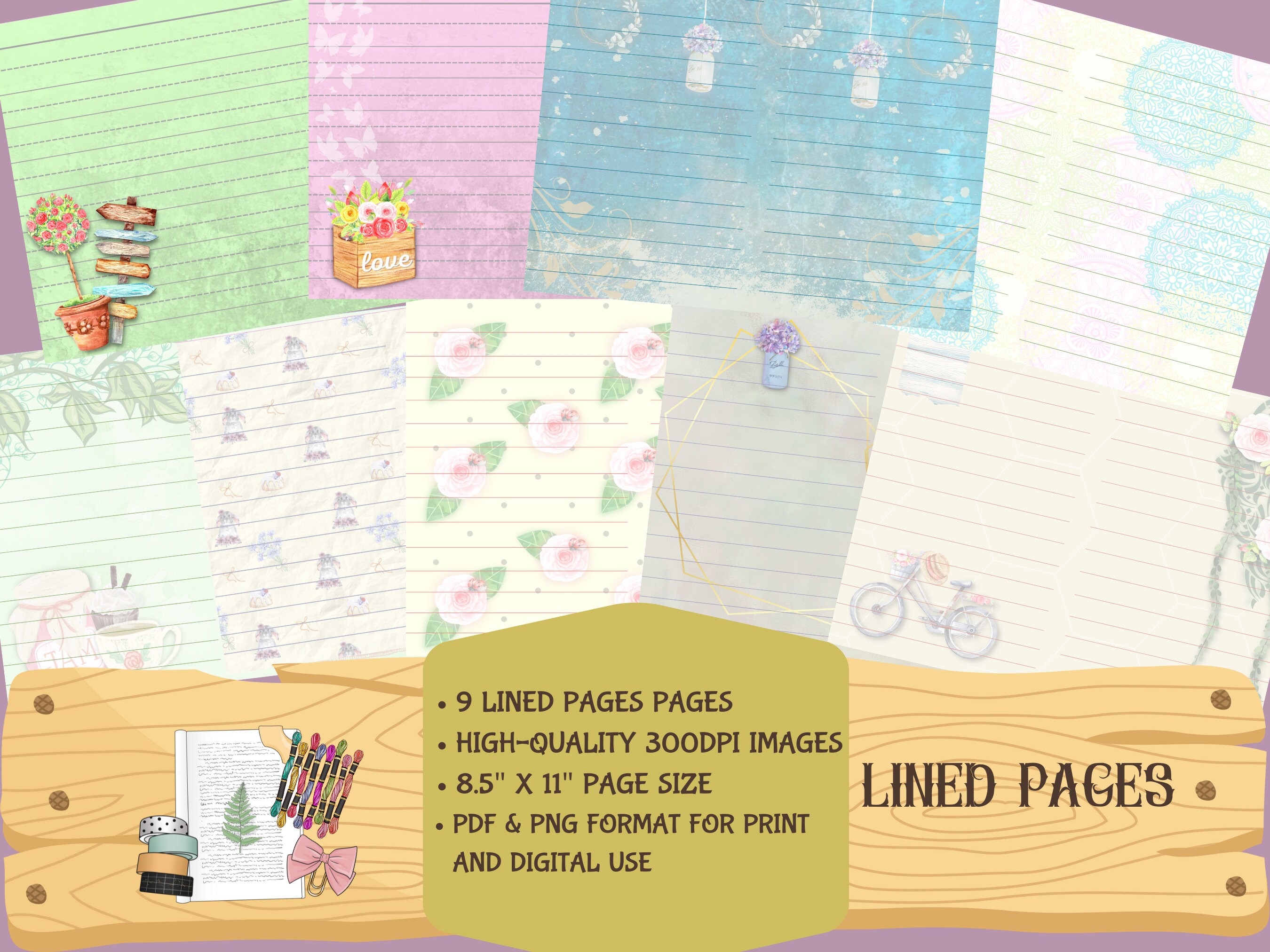 Garden Party Digital Junk Journal Kit, Printable Junk Journal Digikit ...