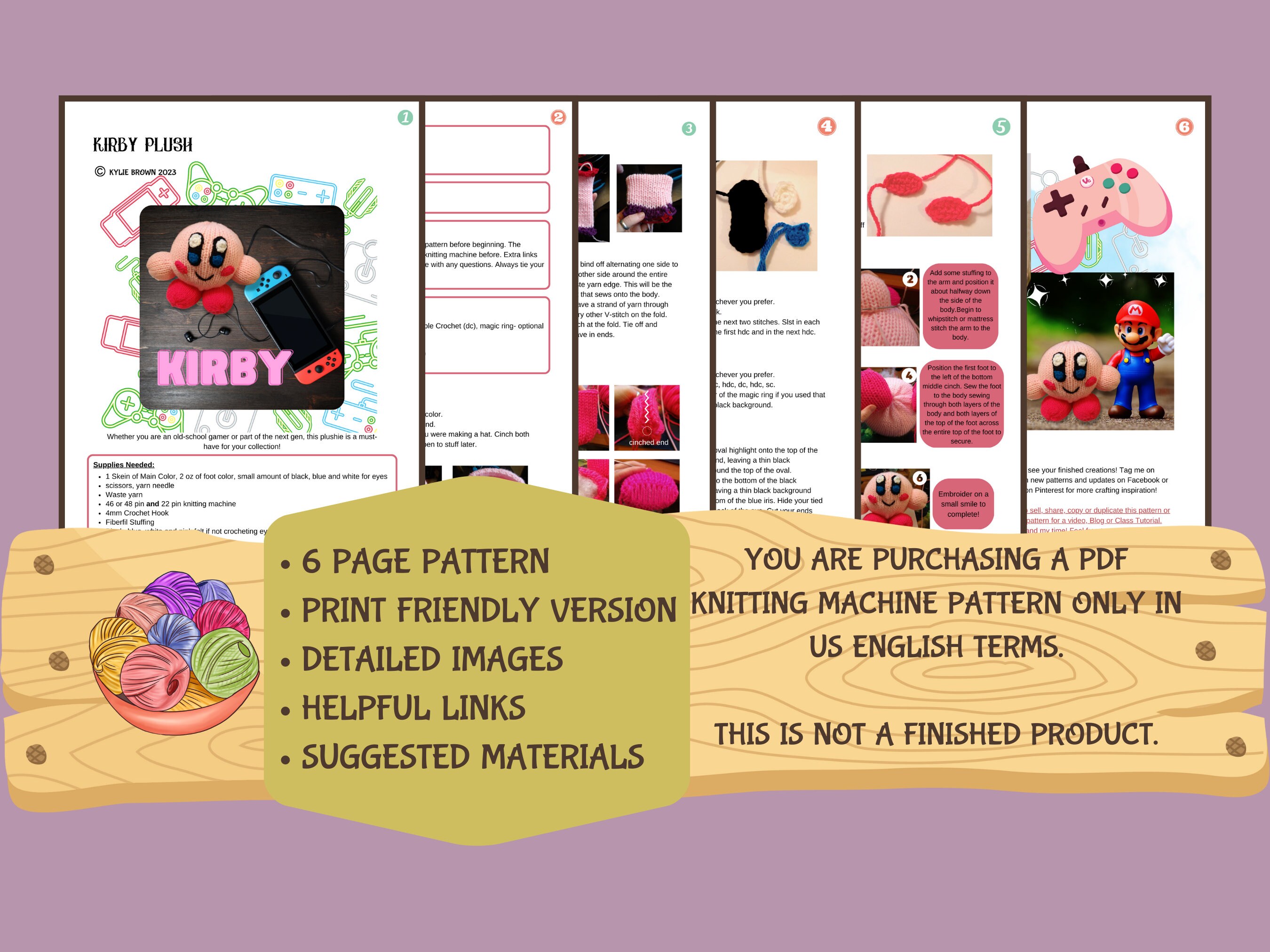 Kirby Plushy Circular Knitting Machine Pattern, Kirby Knitting Machine ...