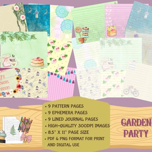Garden Party Digital Junk Journal Kit, Printable Junk Journal Digikit ...