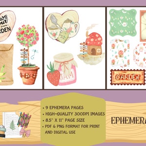 Garden Party Digital Junk Journal Kit, Printable Junk Journal Digikit ...