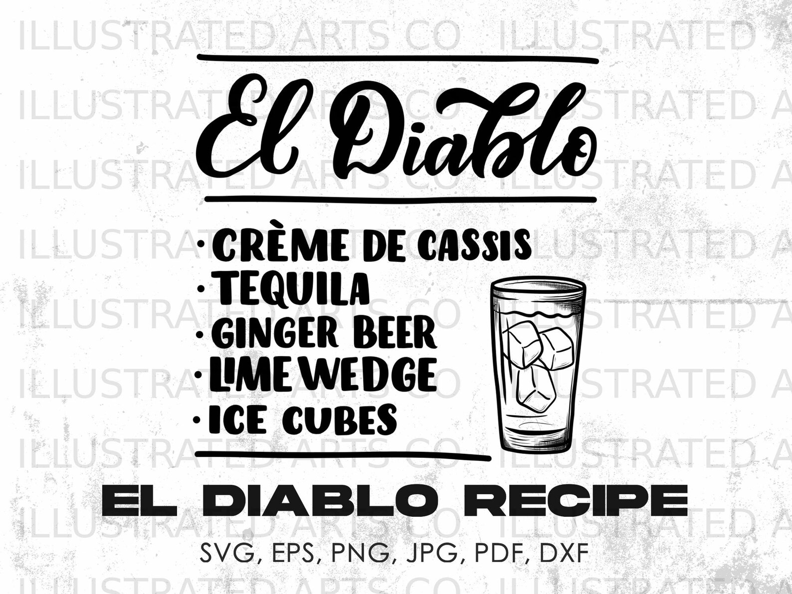 El Diablo Recipe Svg Cocktail Svg Png Jpg Pdf Eps Dxf | Etsy