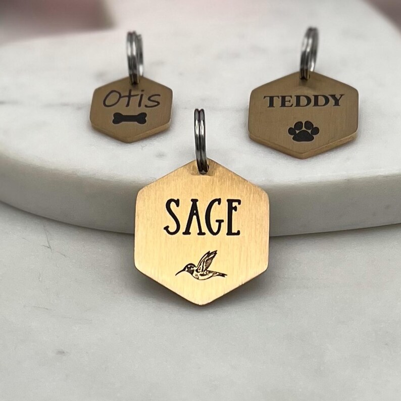 Hexagon Dog Tag • Stainless Steel Dog Tag • Personalized Dog Tag ...