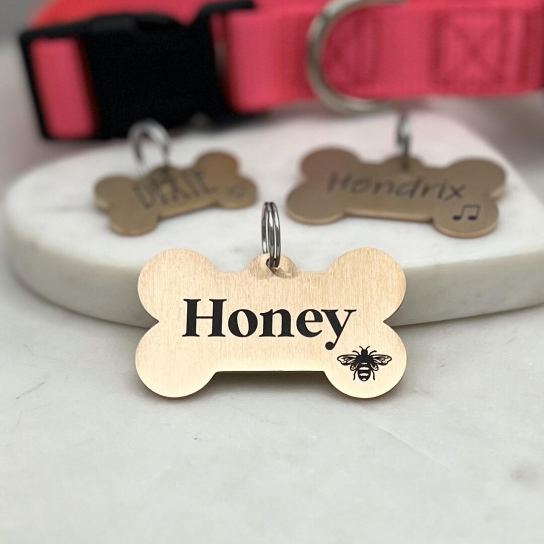 Dog Bone Dog Tag • Surgical Stainless Steel • Dog Name and Symbols Tag ...