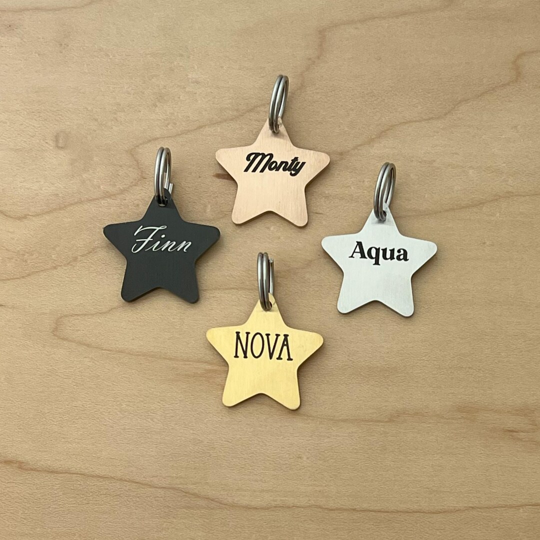 Star Shaped Engraved Dog Tag Silver Stainless Steel Personalized Dog ...