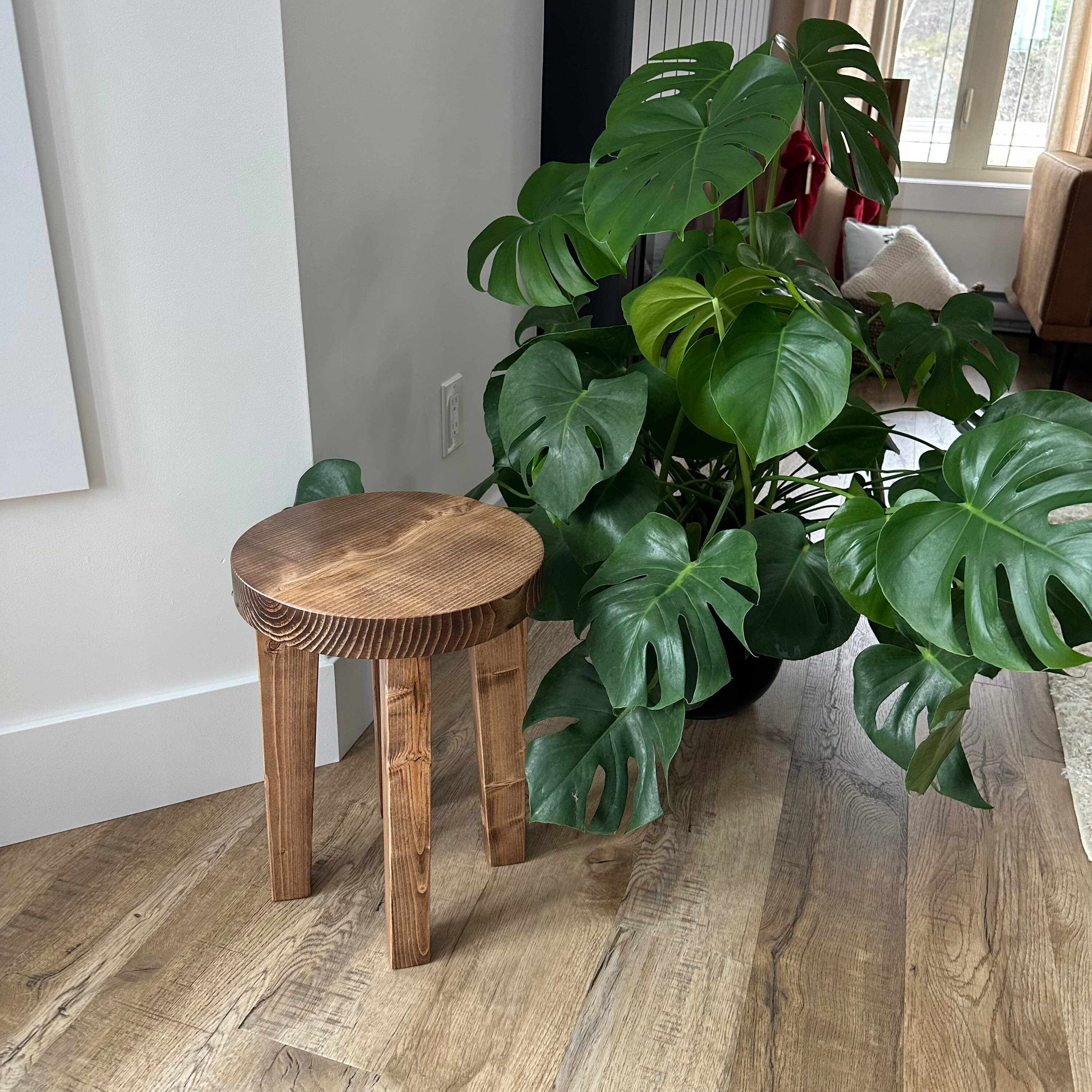Wooden Stool | Minimal Handmade Decor - Etsy