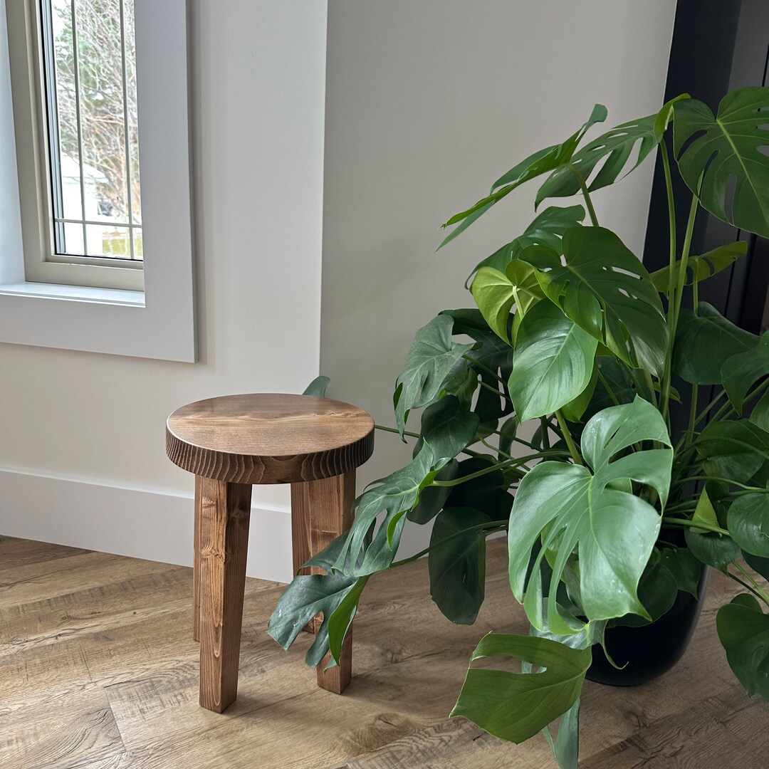 Wooden Stool | Minimal Handmade Decor - Etsy