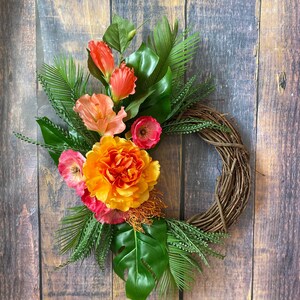Tropical Front Door Wreath, Hawaiian Aloha Wreath, Coastal Wreath ...