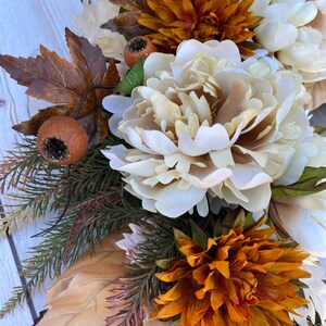 Beige and Rust Fall Front Door Wreath, Thanksgiving Fall Leaves and ...