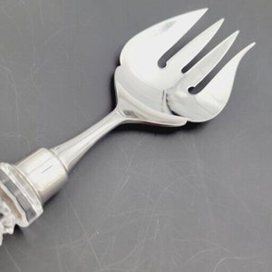 Reed and Barton Stainless Steel Crystal Glass Handle Salad Serving Fork ...