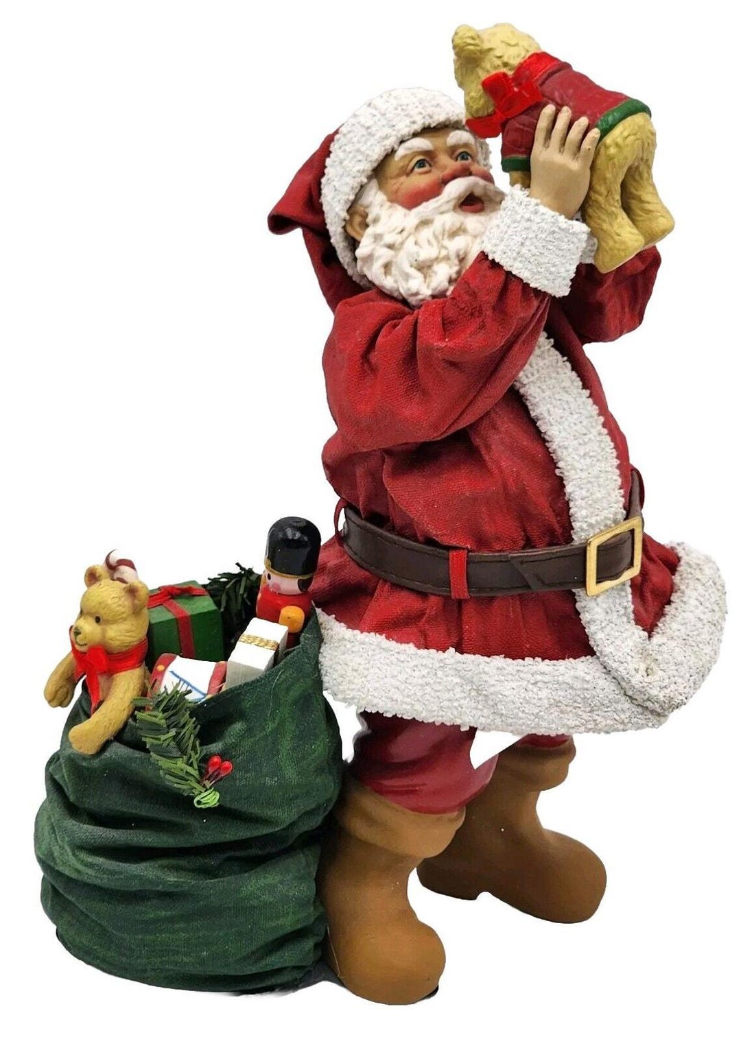 Carlton Cards JOLLY Old ST. NICK With Sack of Toys & Teddy Bear Vtg ...