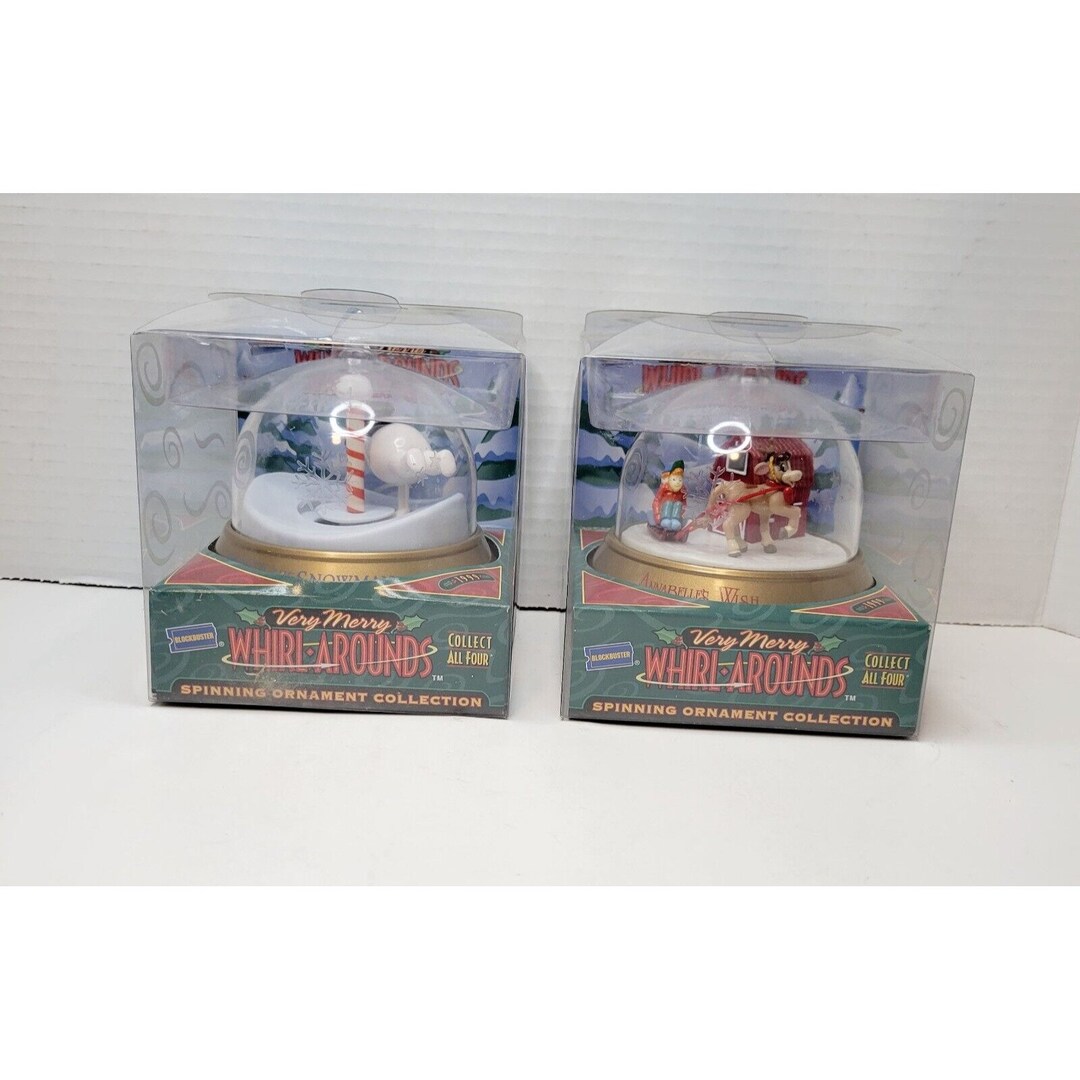 Set of 2 Vintage Blockbuster Frosty Snowman and Rudolph Spin CHRISTMAS ...