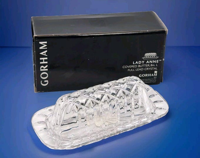 Gorham Lady Anne Covered Butter Dish Full Lead Crystal 1/4 LB Original ...