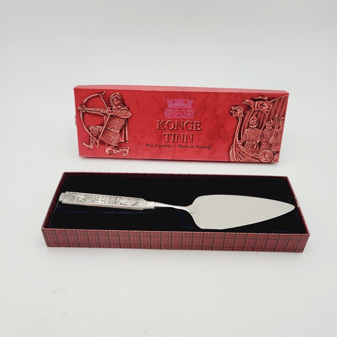 Vintage Konge Tinn Royal Pewter Cake Server Viking Norway in Original ...