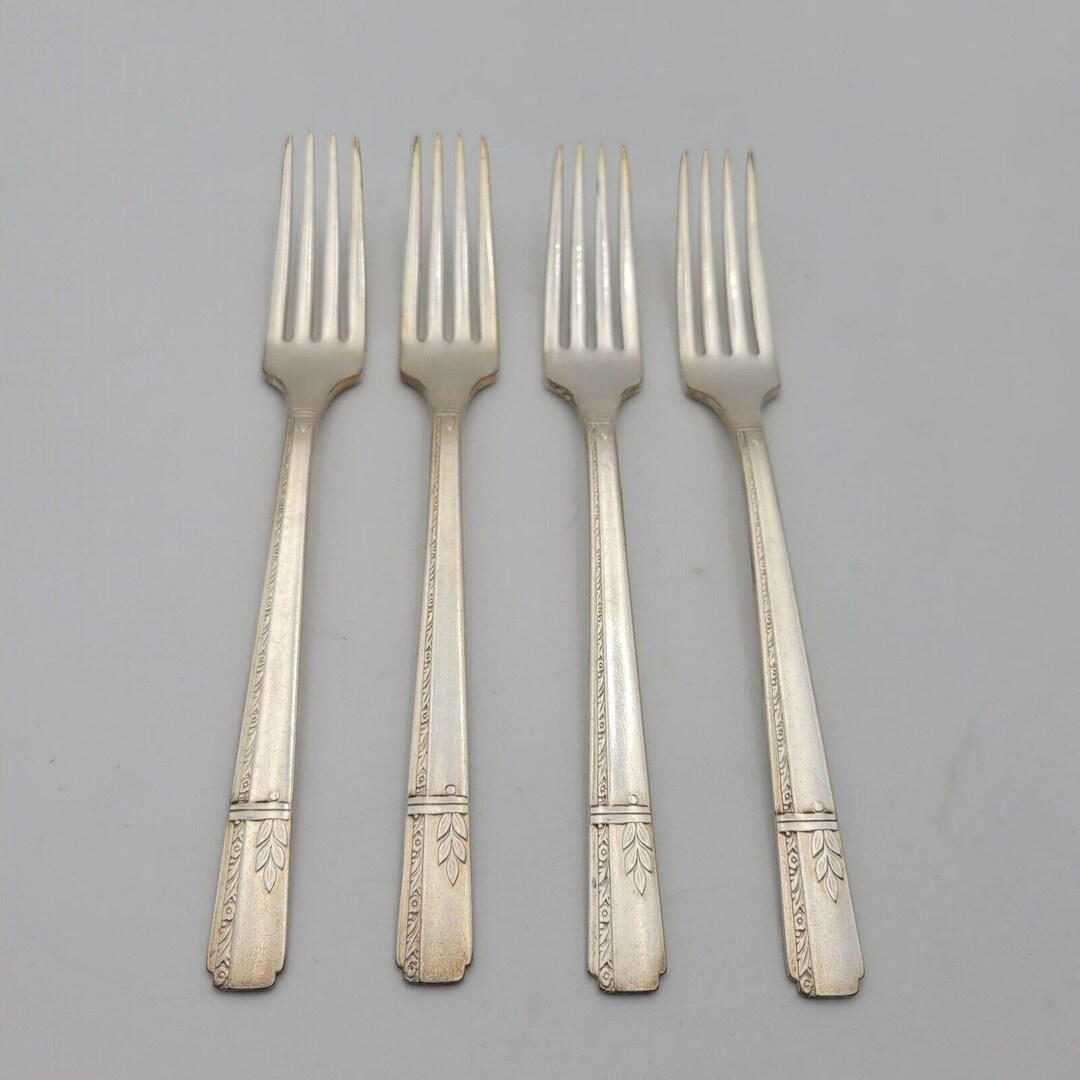 Set of 4 Oneida Grenoble Prestige Silverplate Dinner Forks Vintage 1938 ...