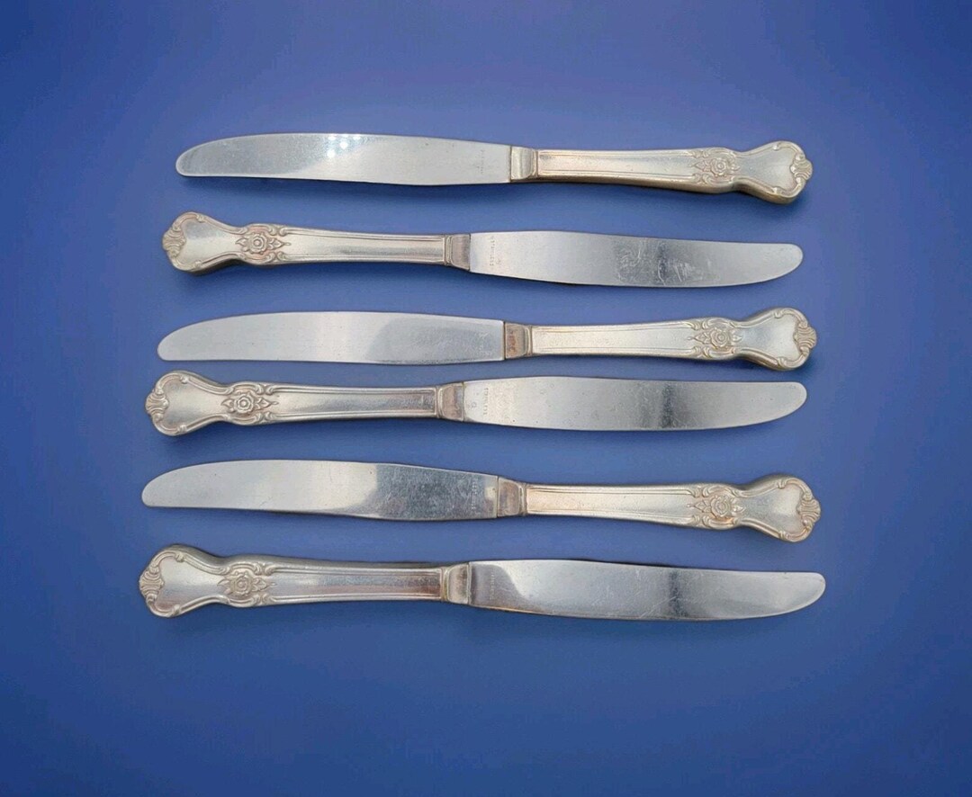 Vtg Old Community Oneida Silver Plate Set of 6 Dinner Knives Rose - Etsy
