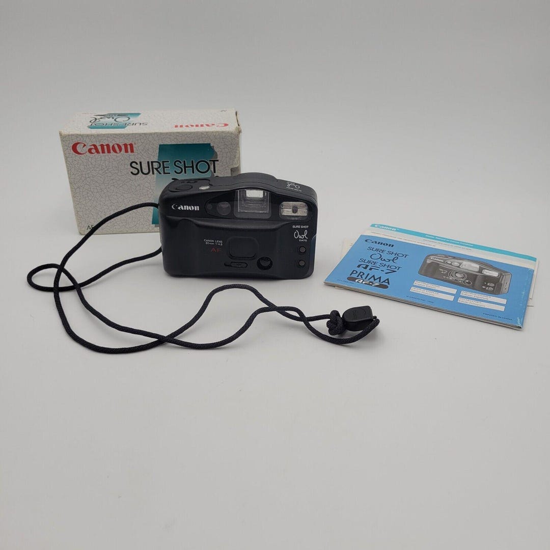 Canon Owl Sure Shot AF-7 Prima 35mm Film Camera With Original Box ...
