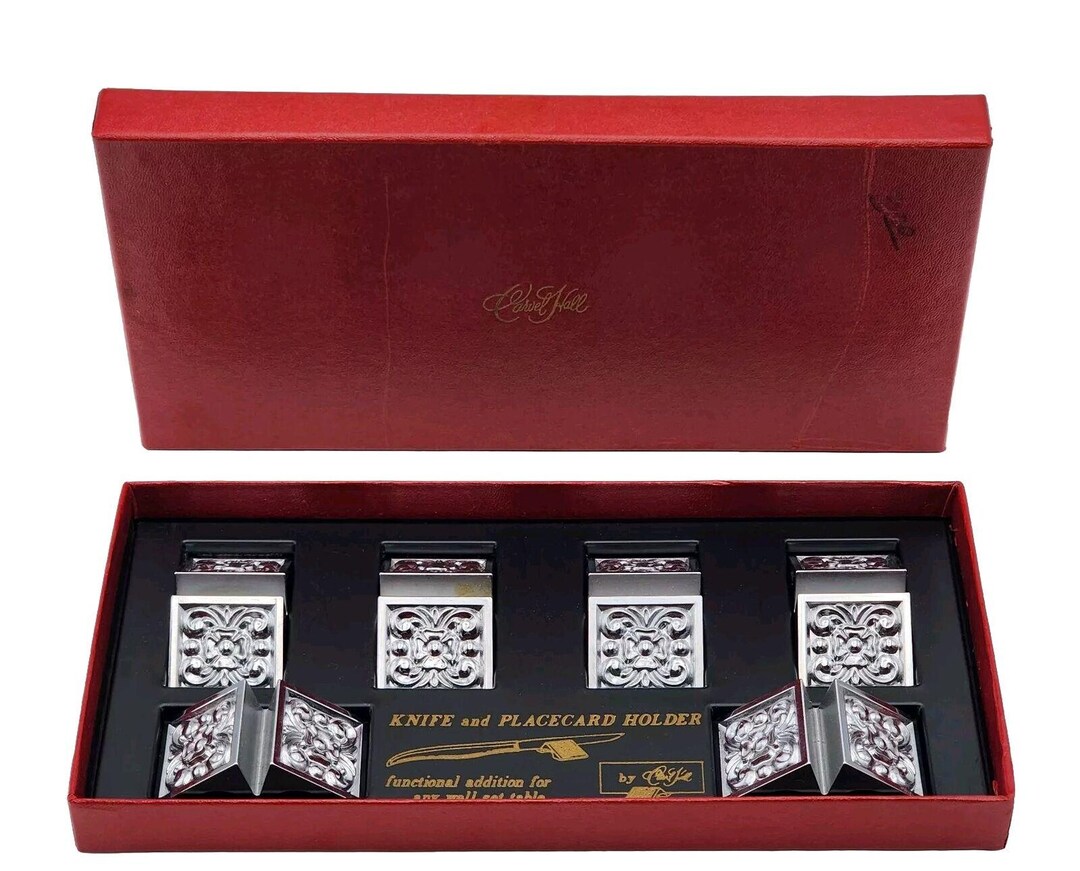 Carvel Hall Knife and Placecard Holder Set of 6 Original Box Silver ...