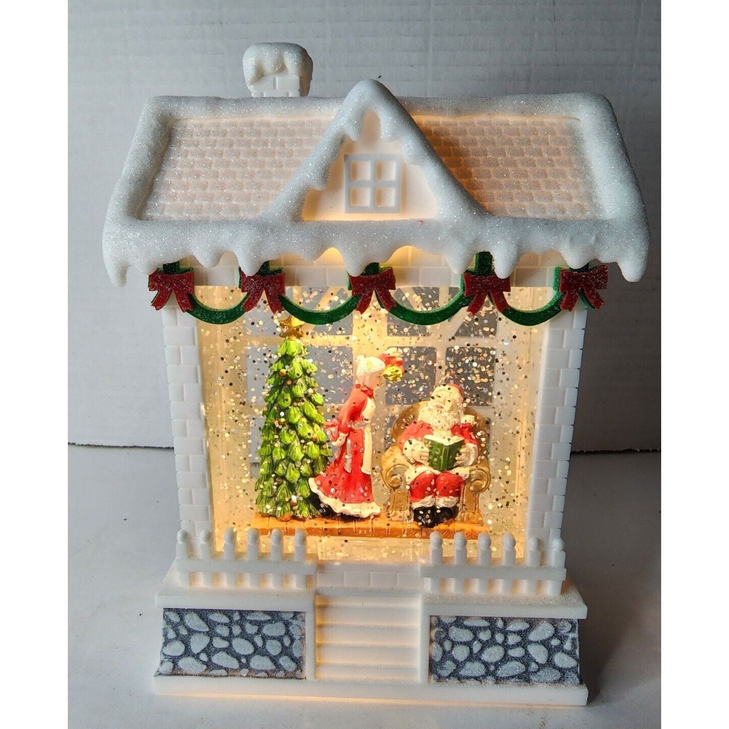 DILLARD'S Illuminated Snow House Santa Kissing Mrs Claus - Etsy