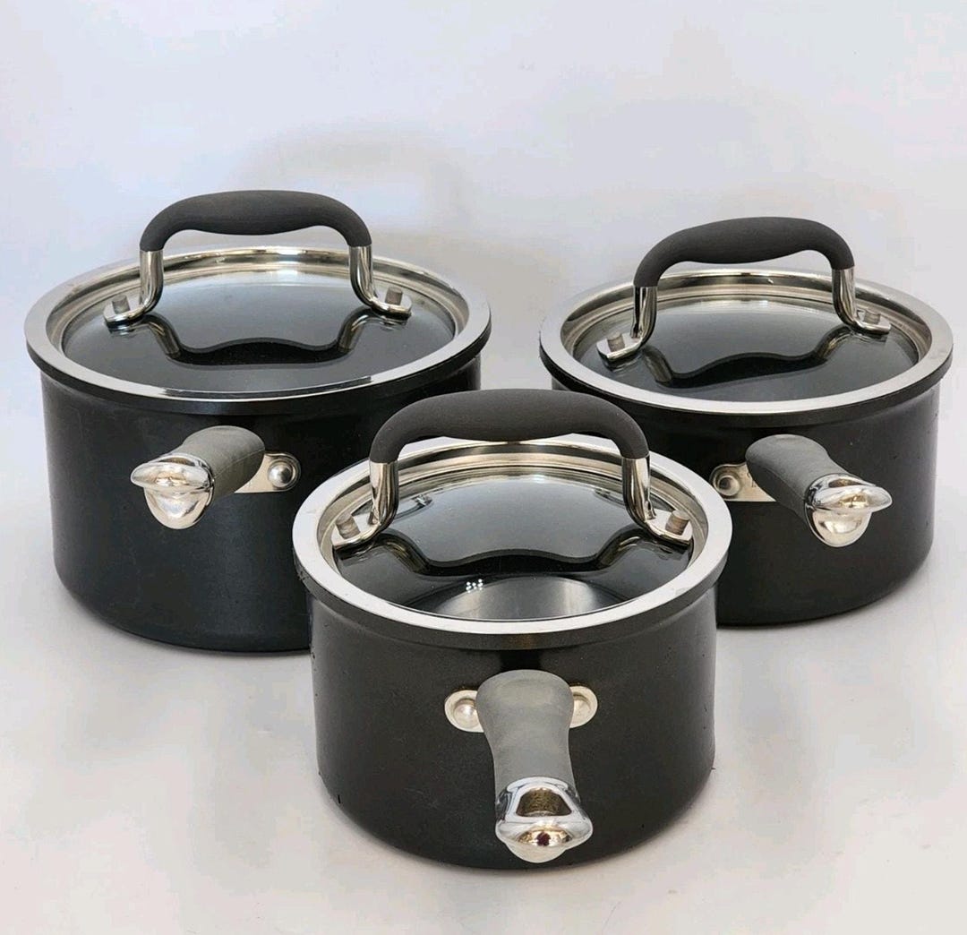Pampered Chef Titanium Non-stick Pot Set With Lids 1.5, 2, and 3 Quarts ...