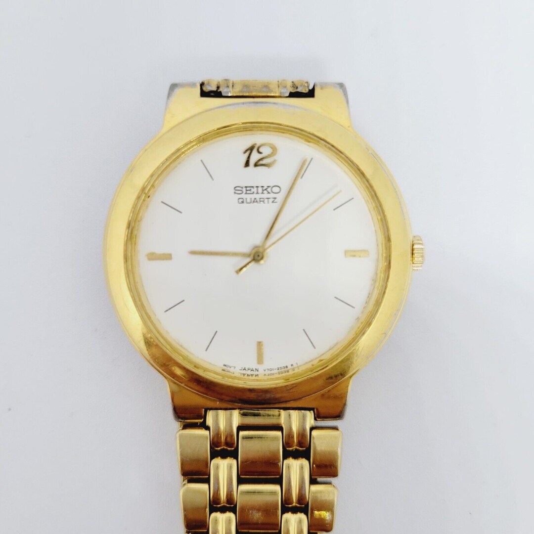 SEIKO V701-2038 White Dial Gold Tone Quartz Watch Rare New Battery - Etsy