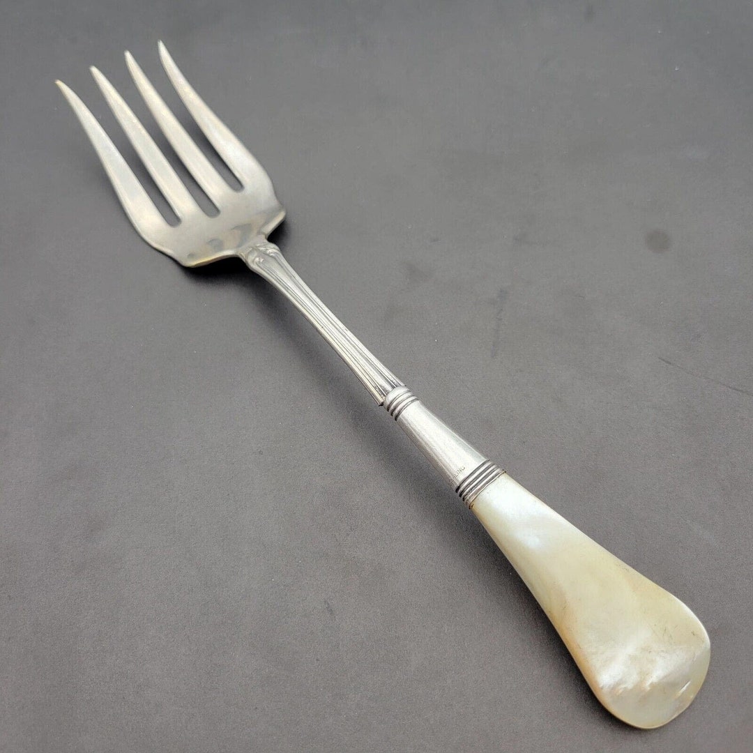 Antique Mother of Pearl Sterling Silver Ferrule Meat Serving Fork - Etsy