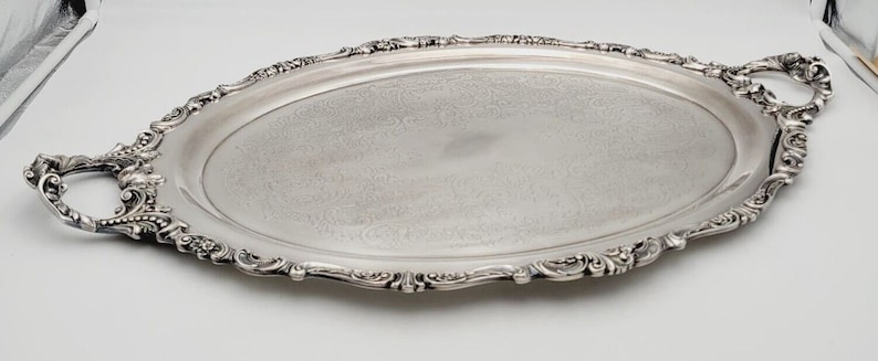 Wallace Baroque Silver Plate Footed Butler Tray 294 Buffet Serving ...