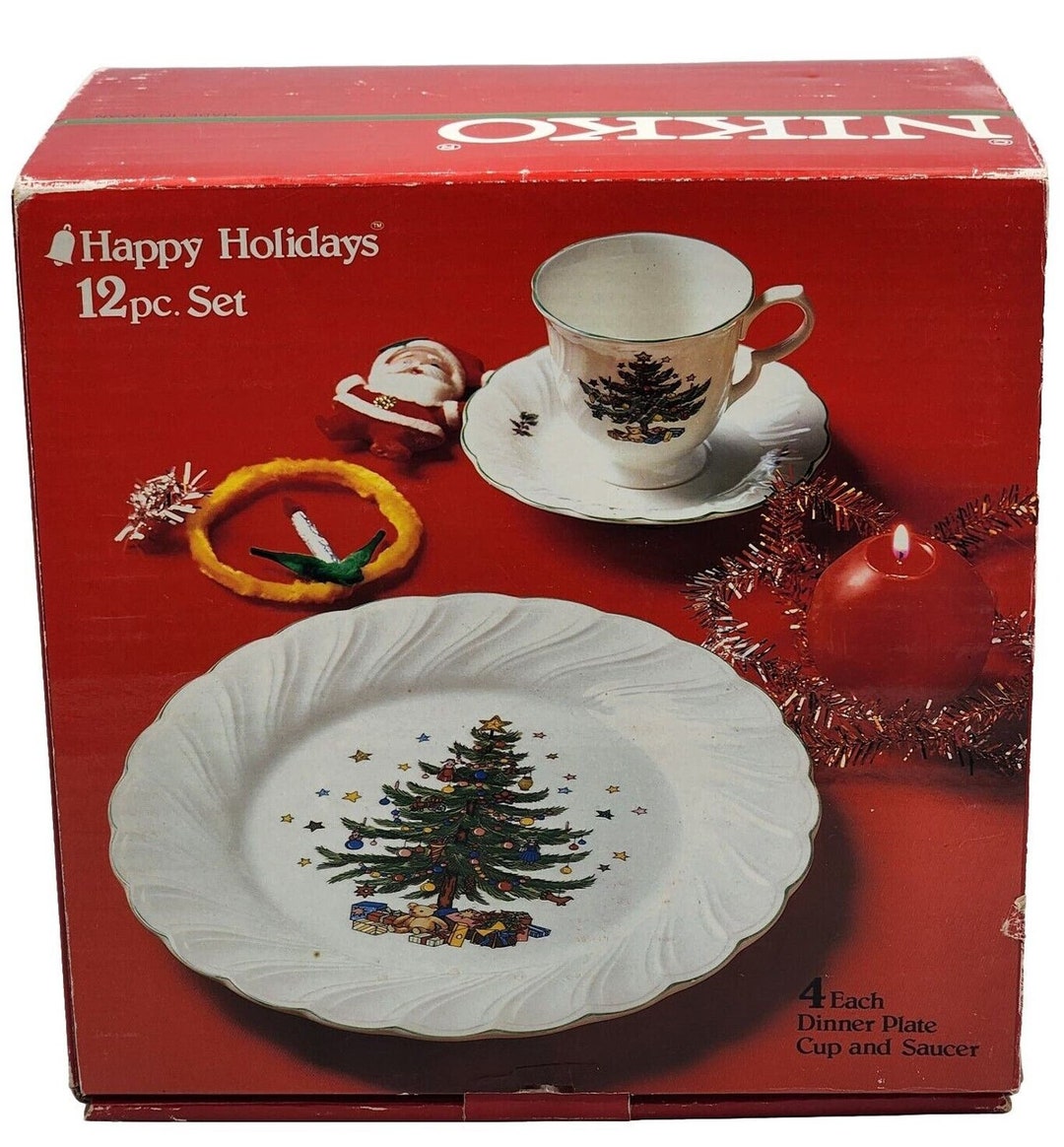 Nikko Happy Holidays 12 Piece Dinnerware Set Christmas Tree Some ...