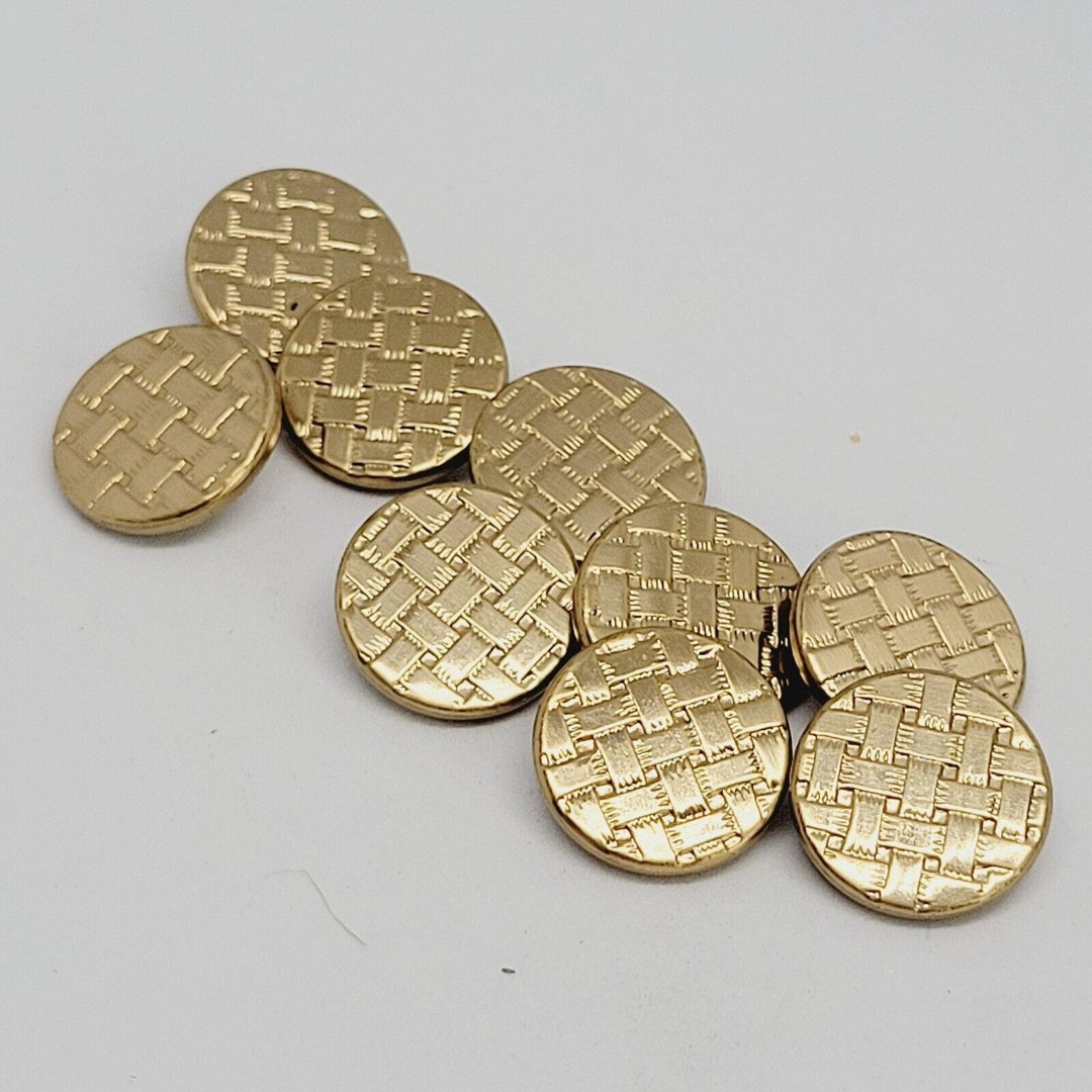 Brooks Brothers 9 Buttons Vintage Gold Tone Brass Shank Metal Basket ...