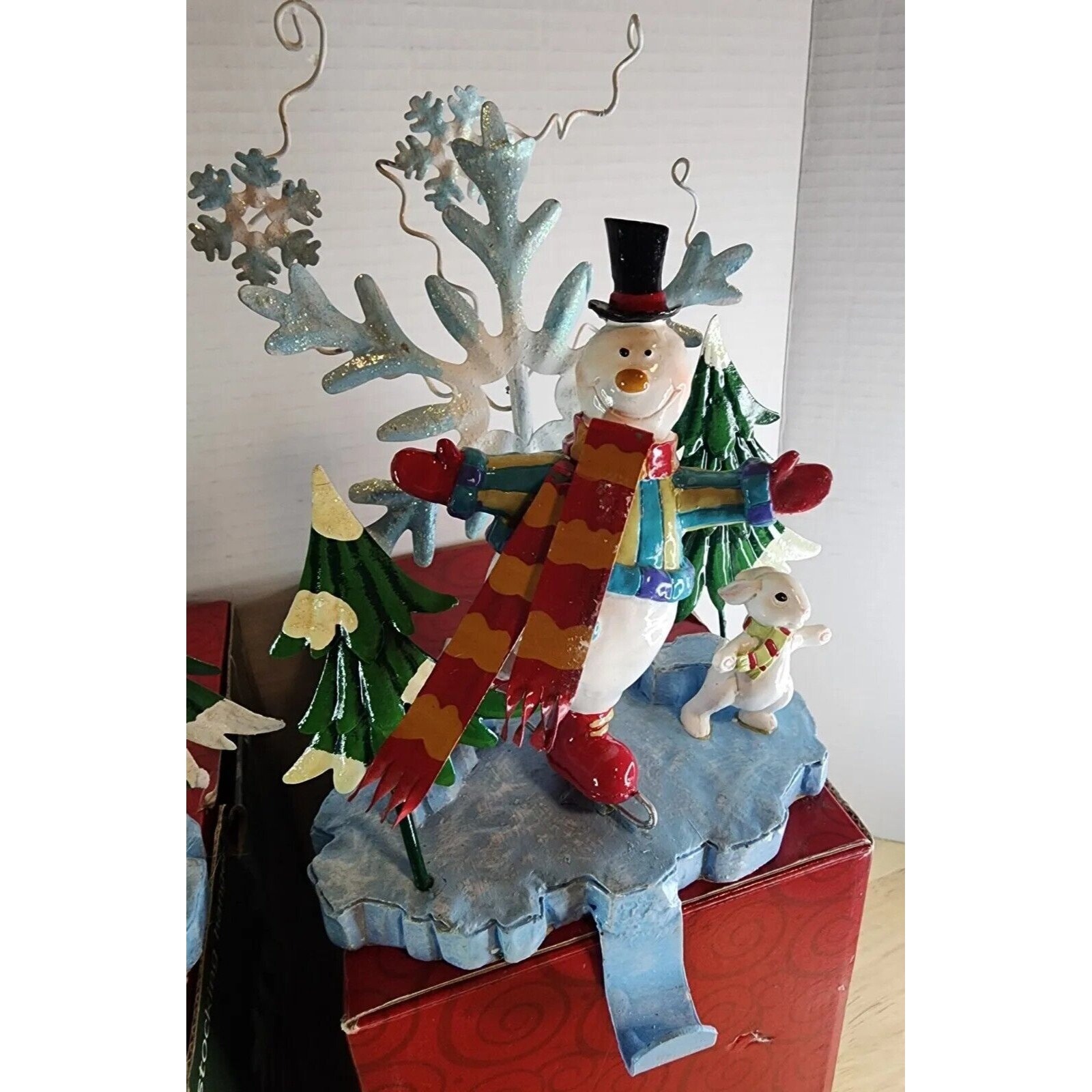 SET OF 2 VTG Christmas Stocking Hangers Skating Snowman With - Etsy