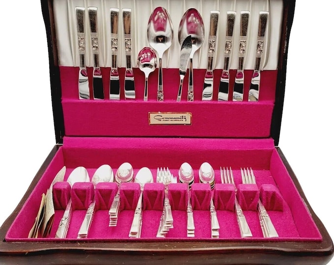 Vtg 1948 Community Oneida Silver Plate Morning Star 60 Pcs Flatware Set ...