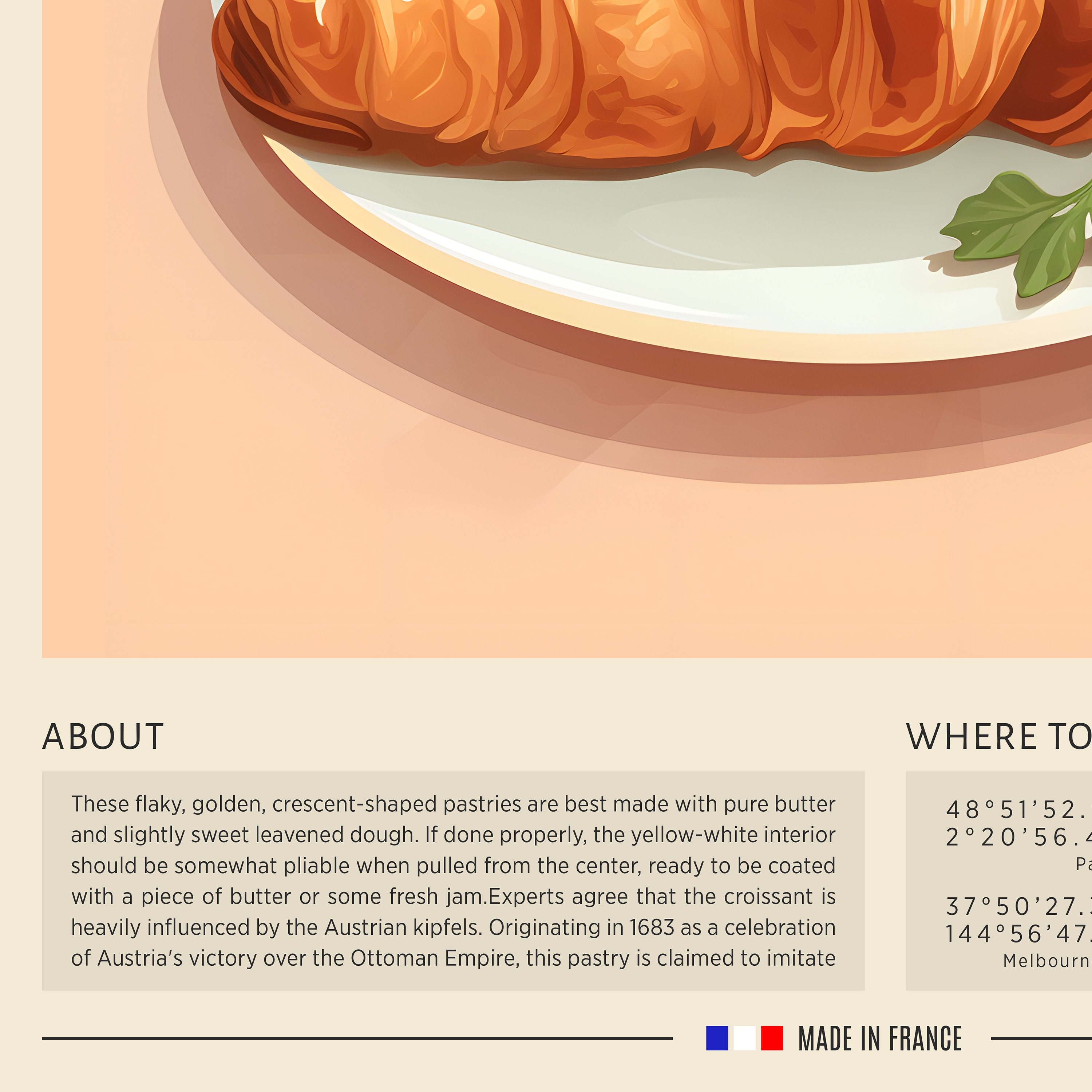 Croissant Poster Food Poster French Food Retro Poster - Etsy