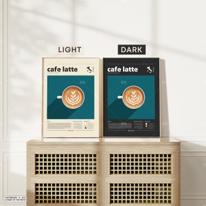 Cafe Latte Poster, Coffee Print, Italıan Coffee, Retro Poster ...