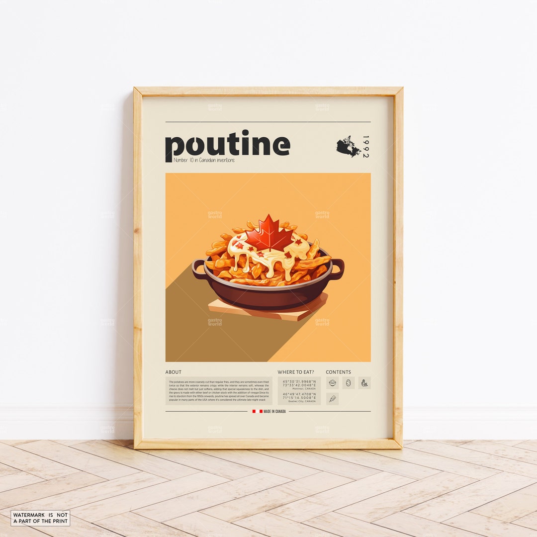 Poutine Poster, Food Print, Canada Food, Retro Poster, Housewarming ...