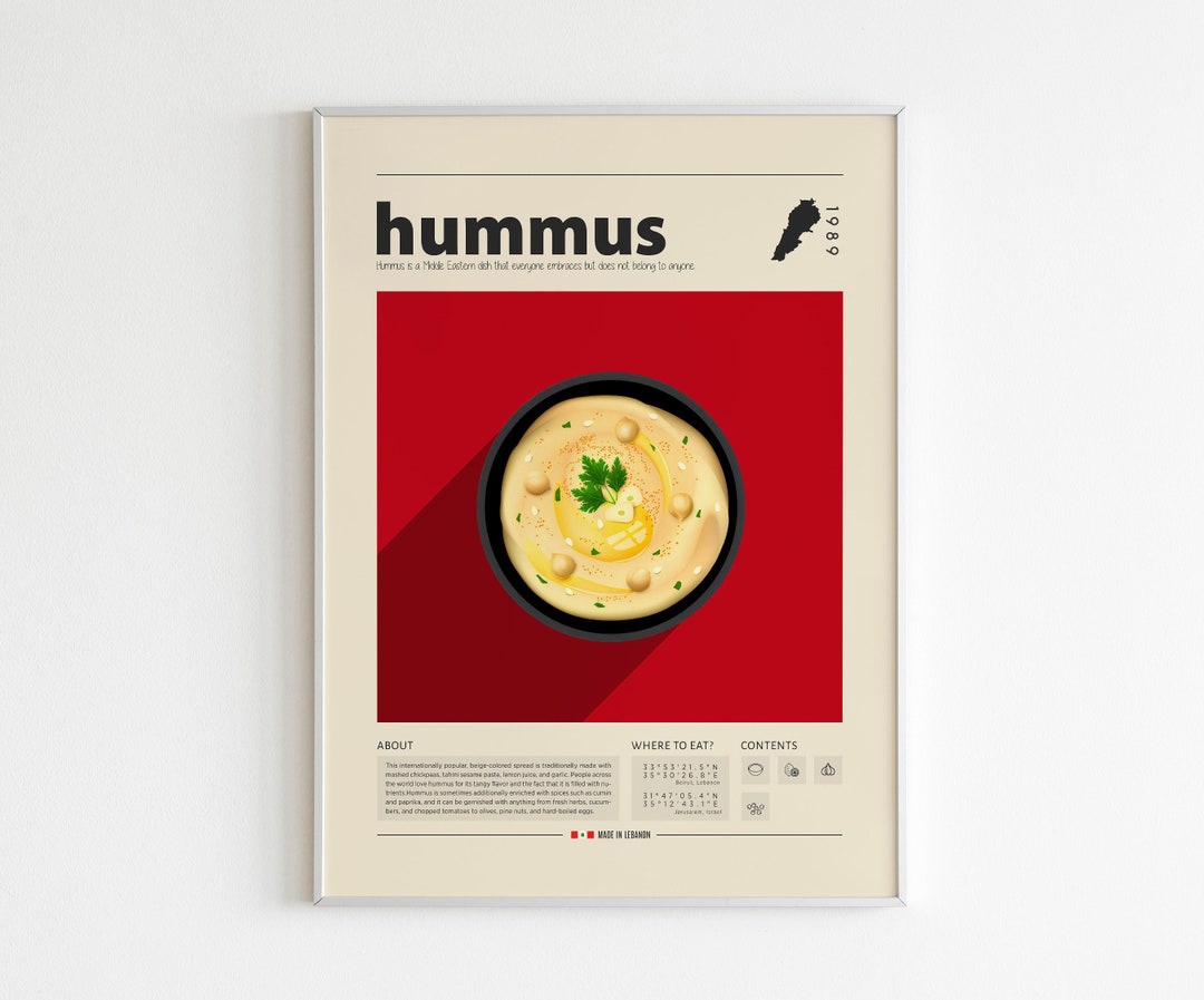 Hummus Poster,, Lebanon Food,retro Poster, Housewarming Gift, Kitchen ...