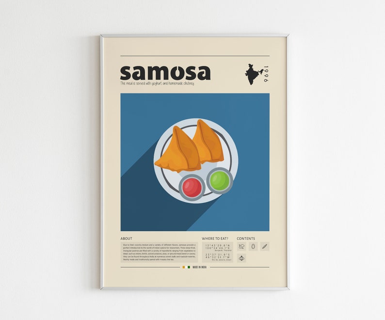 Samosa Poster Food Print Indian Food Retro Poster - Etsy UK