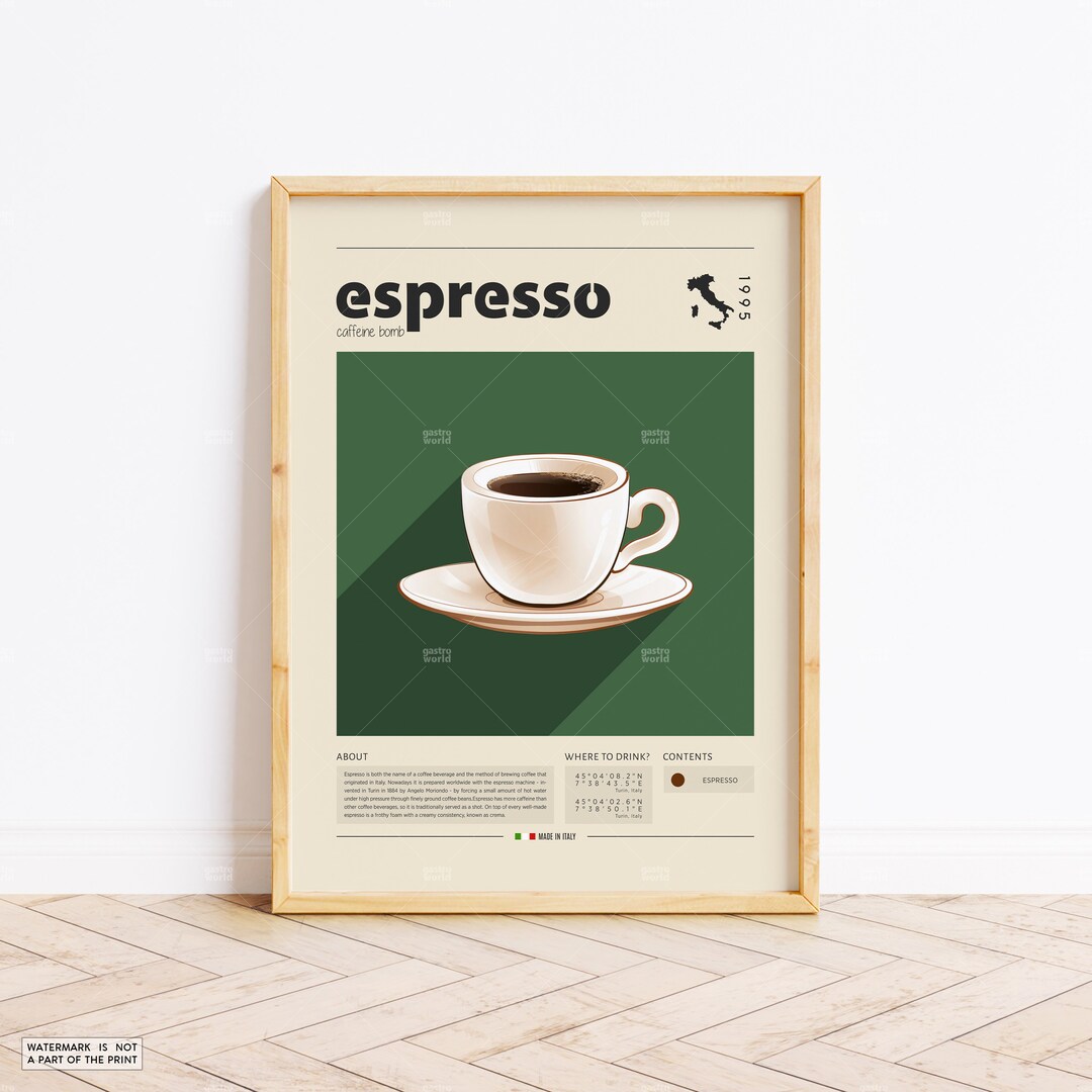 Espresso Poster, Coffee Print, Italian Coffee, Retro Poster ...