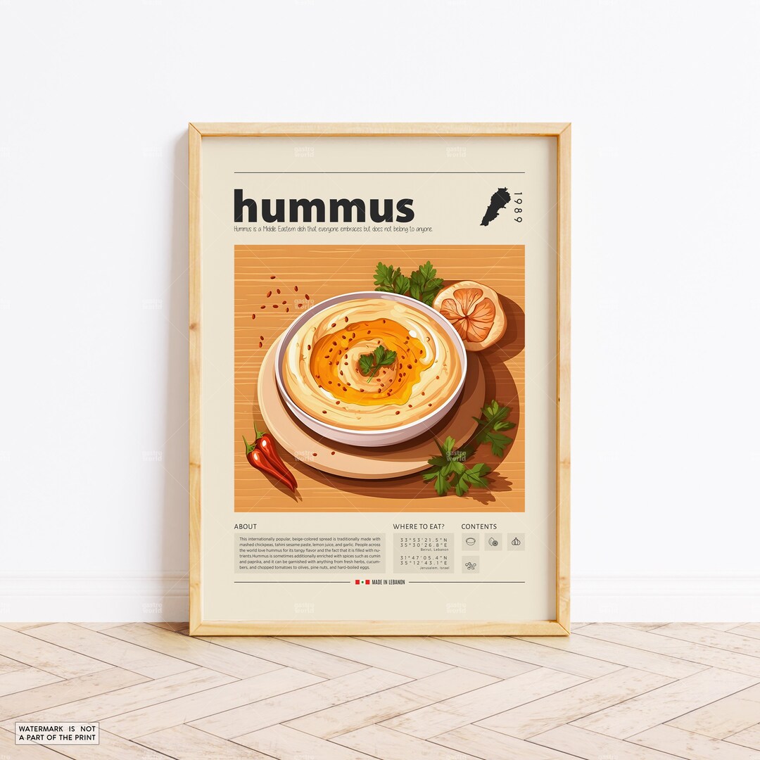 Hummus Poster Lebanon Foodretro Poster Housewarming Gift - Etsy