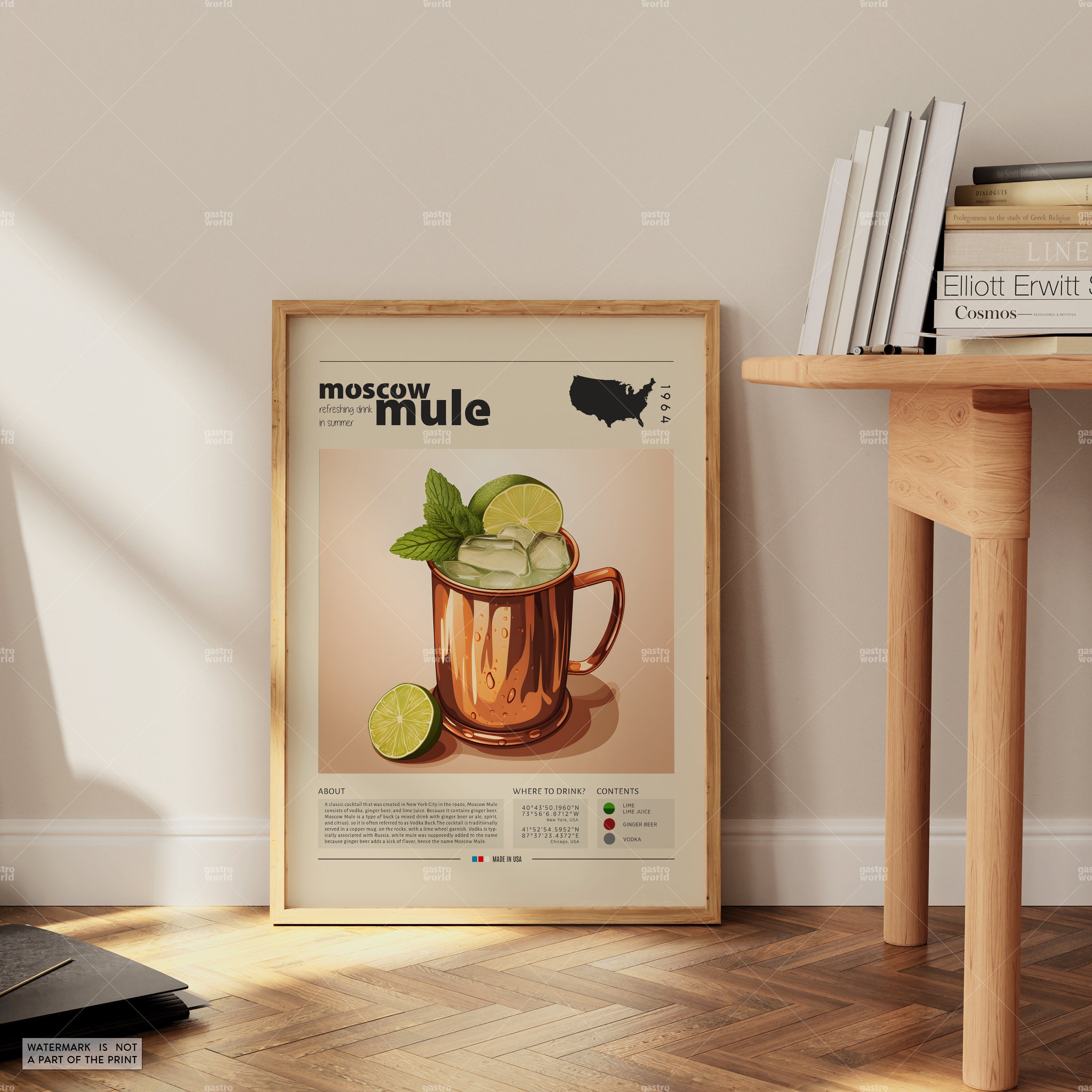 Moscow Mule Poster Cocktail Print American Poster Retro - Etsy