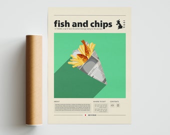 Fish and Chips Poster - Etsy UK